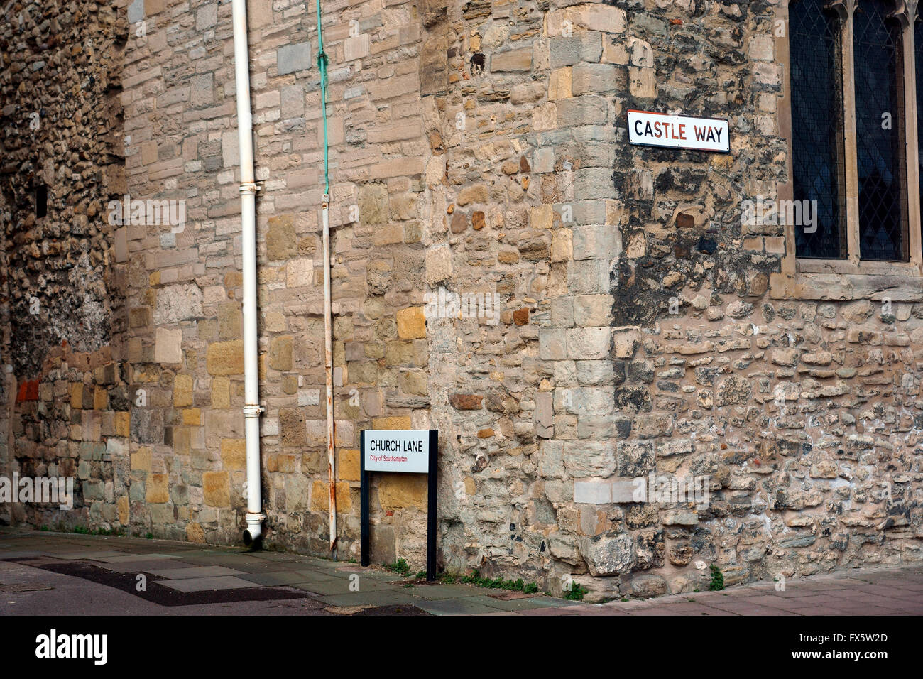 CHURCH LANE & CASTLE WAY BOTH SIGNS ON ST, MICHAEL'S CHURCH SOUTHAMPTON ...