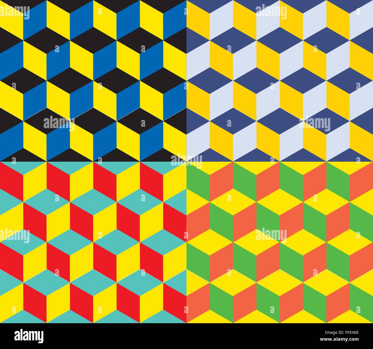 Seamless geometric colorful vector background. Cube shapes. Optical illusion Stock Vector Image ...