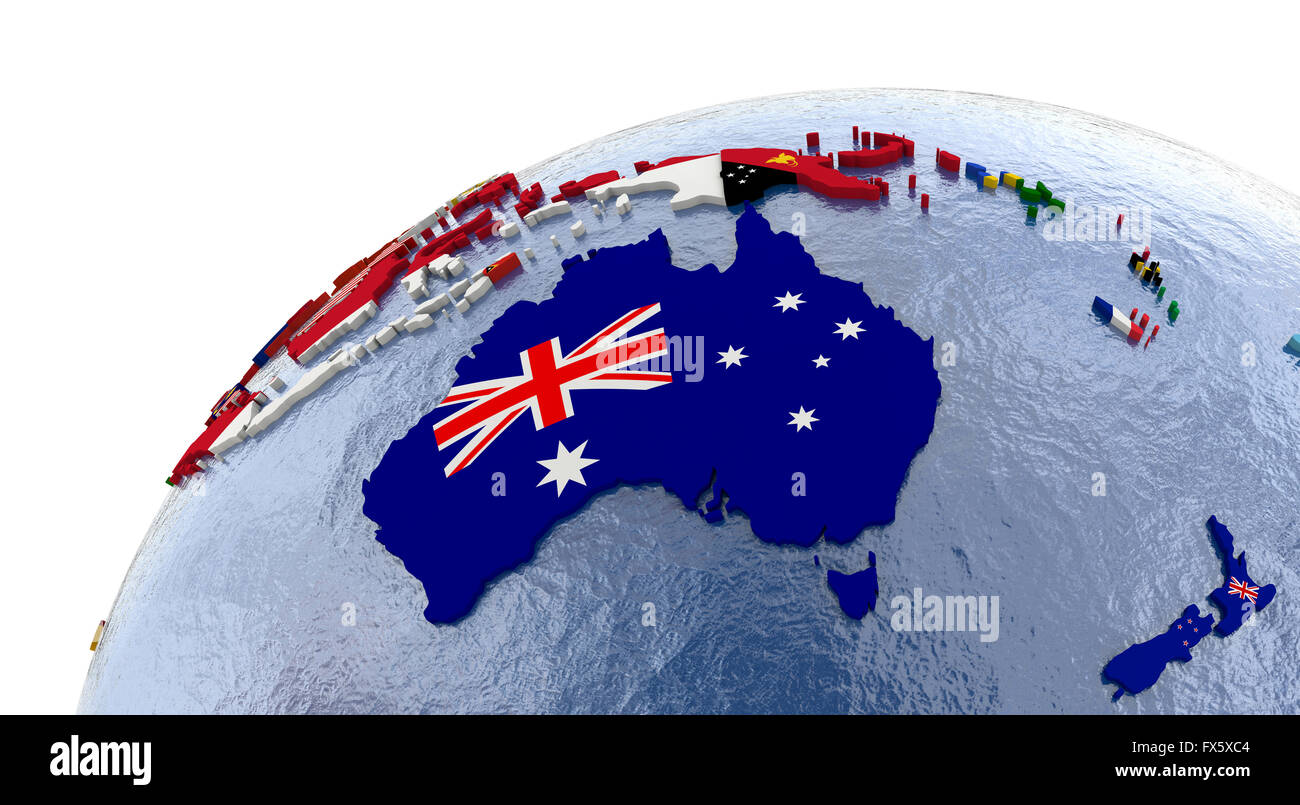 Political map of Australia with each country represented by its ...