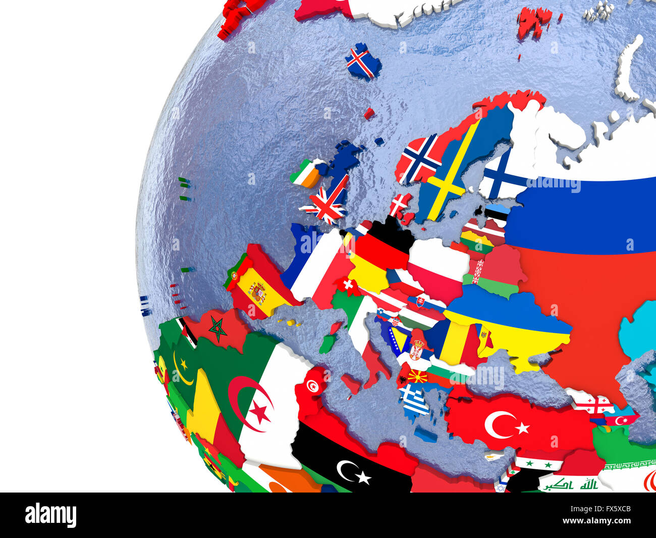 Political map of Europe with each country represented by its national ...