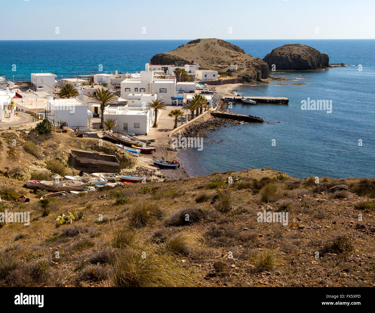 Small fishing village of Isleta del Moro, Cabo de Gata natural park ...