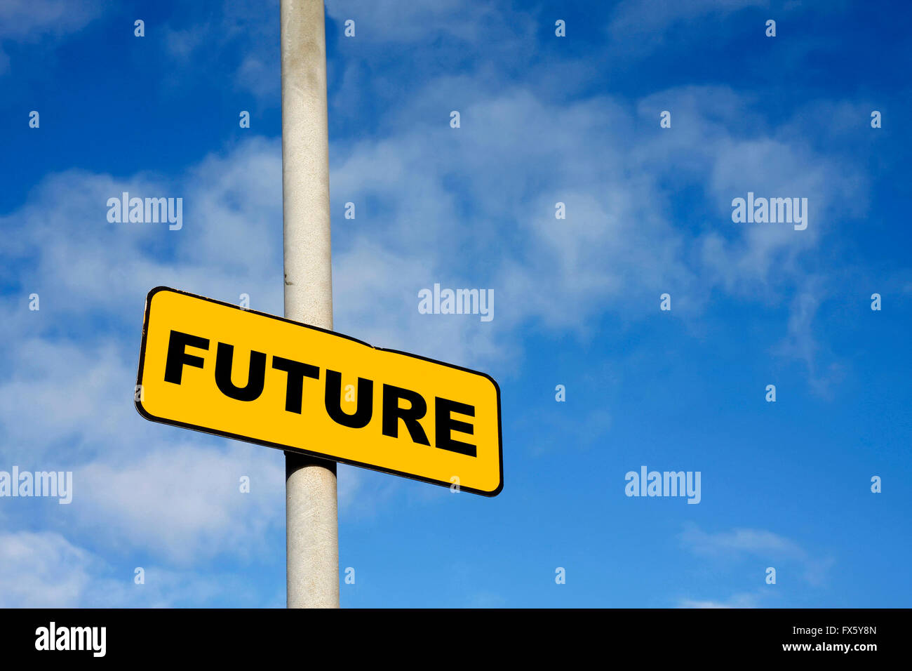 Yellow Future sign against a blue sky Stock Photo - Alamy