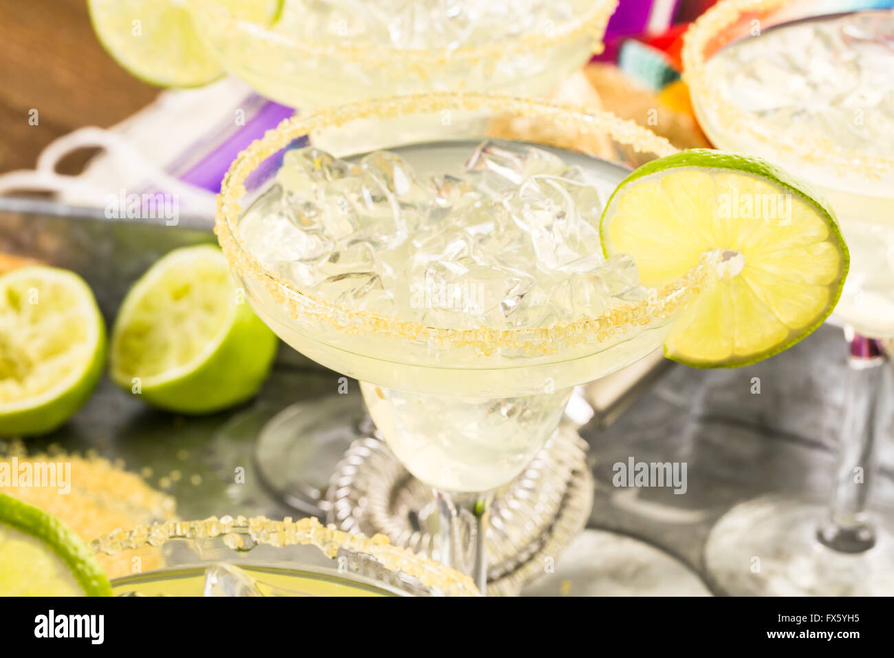 Classic lime margaritas on the rocks Stock Photo - Alamy