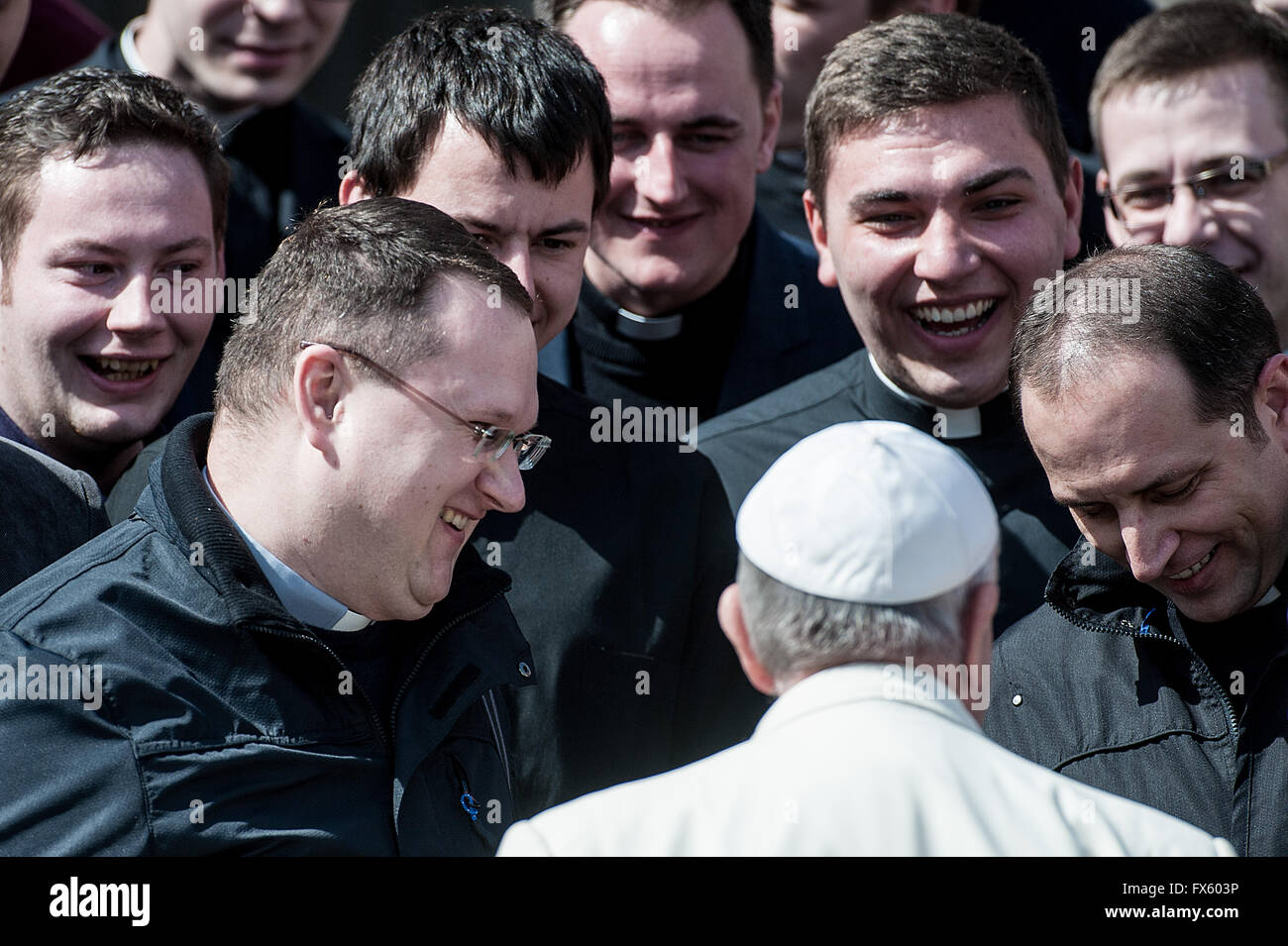 Pope Francis addresses the audience during the Jubilee of Mercy ...