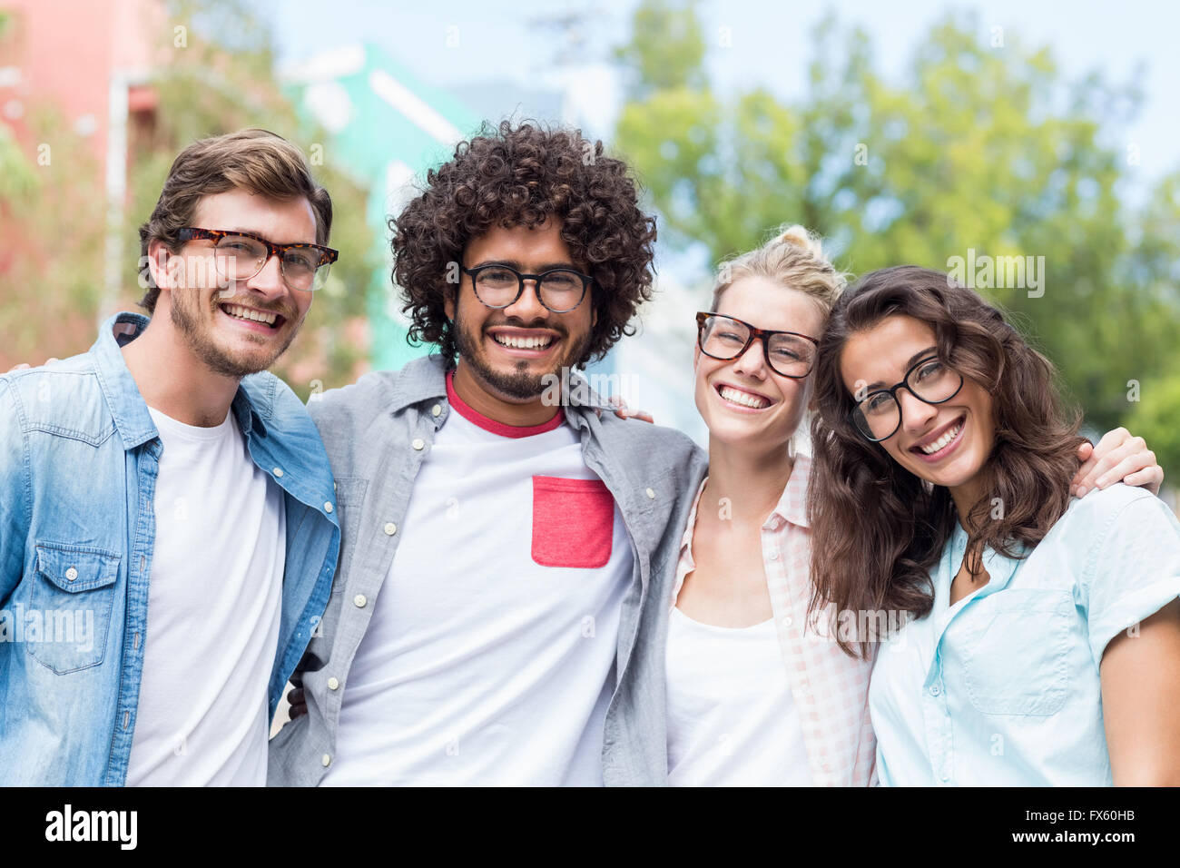 Portrait of happy friends Stock Photo - Alamy