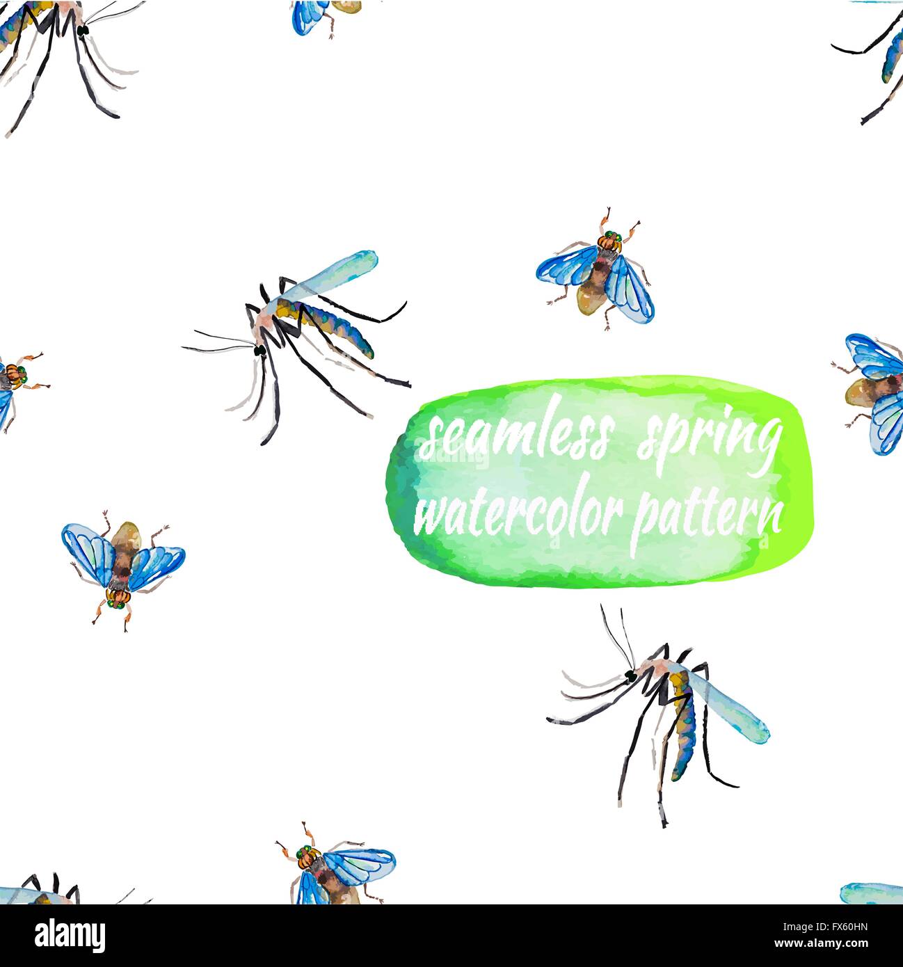 Watercolor seamless insects pattern Stock Vector Image & Art - Alamy