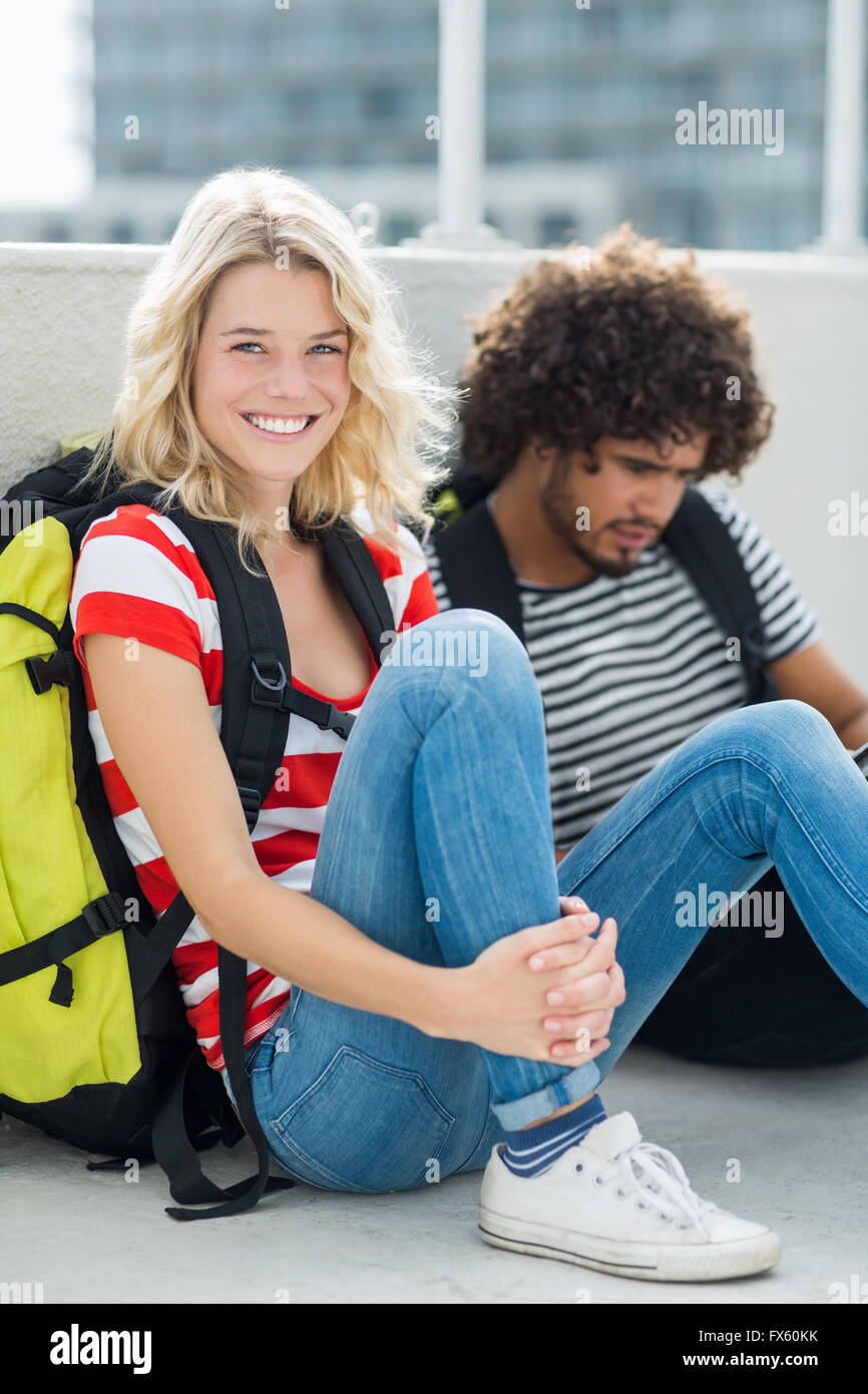 Beautiful woman smiling at camera Stock Photo - Alamy