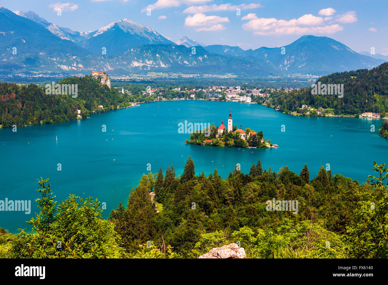 Panoramic view of Bled Lake, Slovenia, Europe Stock Photo - Alamy