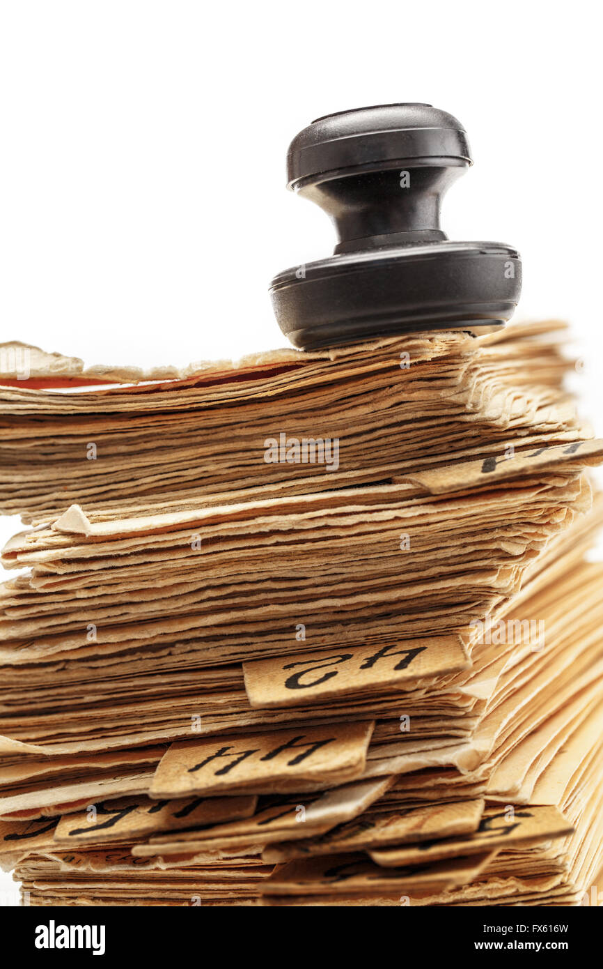 Pile of old cards with stamp in closeup Stock Photo - Alamy