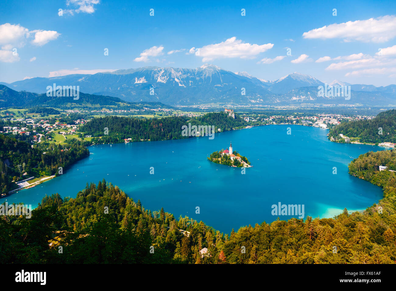Panoramic view of Bled Lake, Slovenia, Europe Stock Photo - Alamy