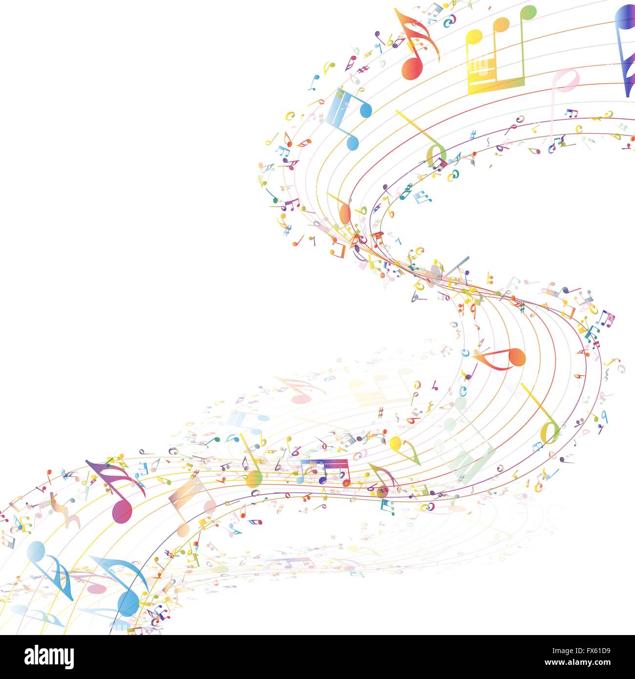 Musical Design Elements From Music Staff With Treble Clef And Notes in ...