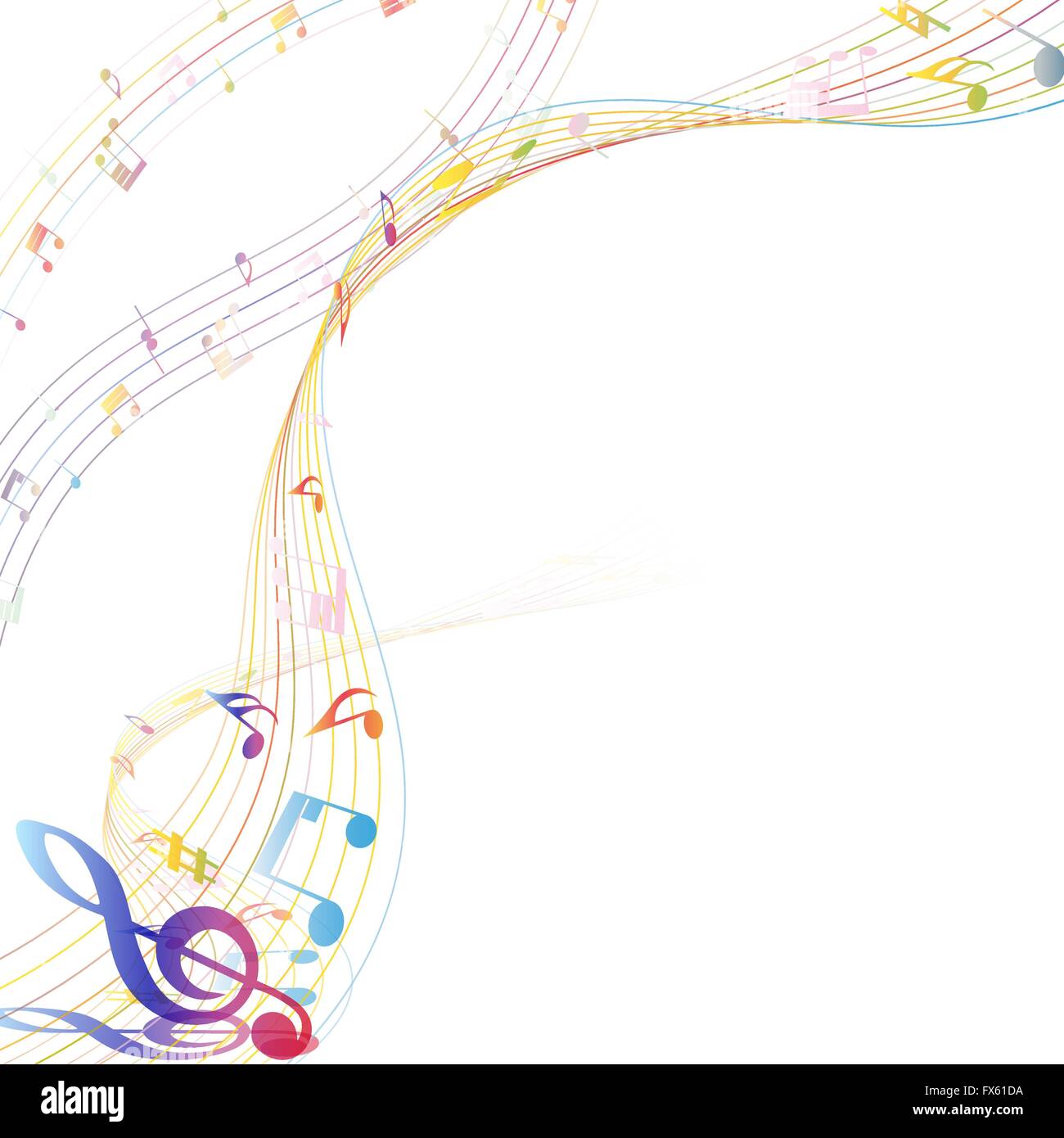 Musical Design Elements From Music Staff With Treble Clef And Notes in ...