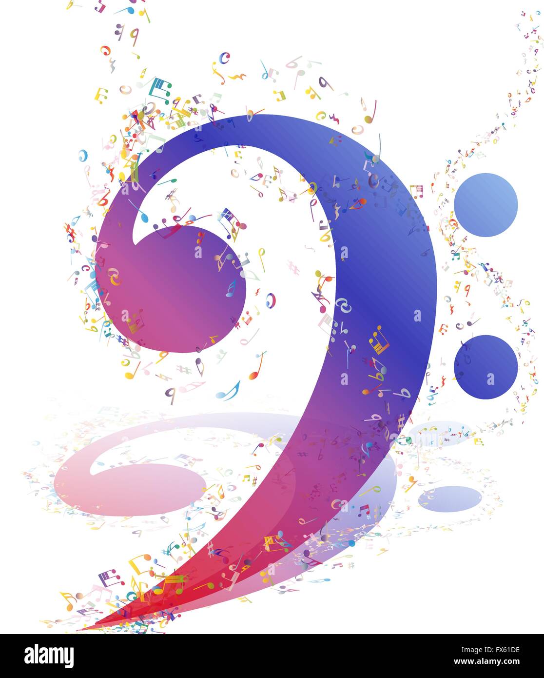 Musical Design Elements From Music Staff With Treble Clef And Notes in ...