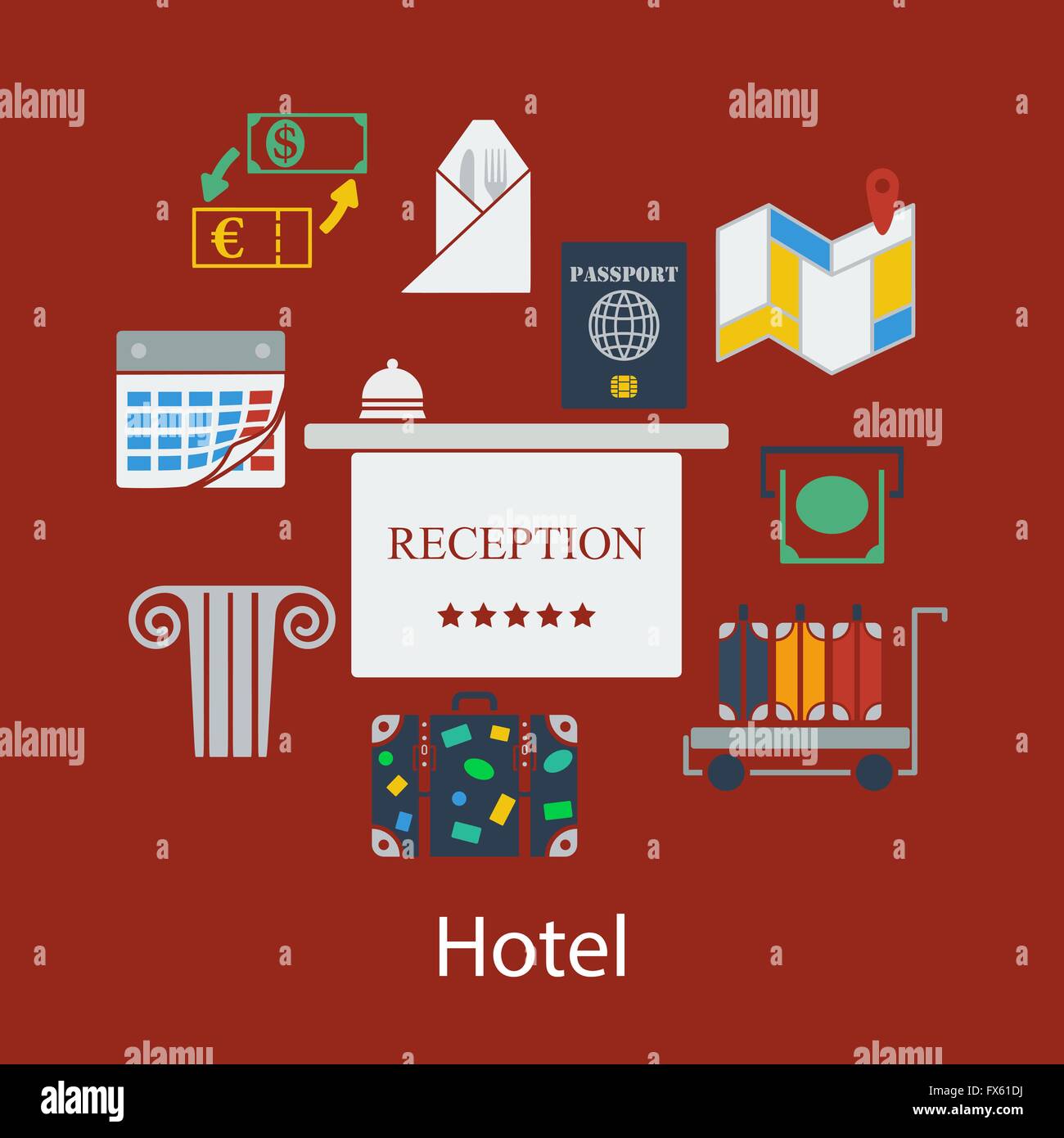 Hotel flat design in UI colors. Vector illustration Stock Vector Image ...