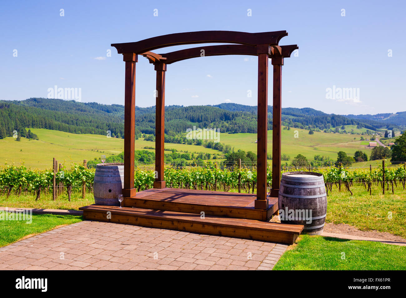 Wedding venue in Western Oregon at a winery with outdoor seating ...