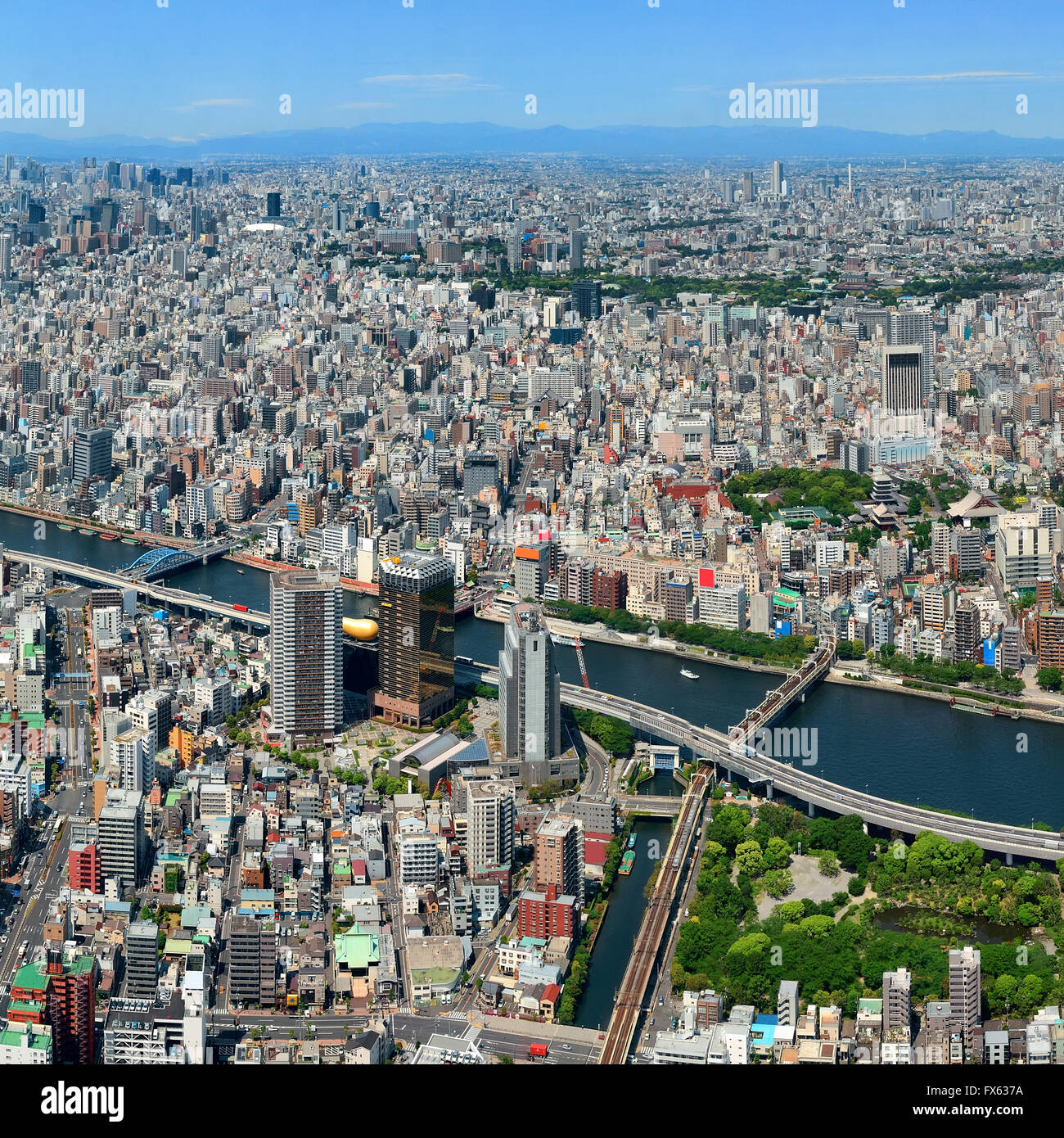 Tokyo urban skyline rooftop view river hi-res stock photography and ...