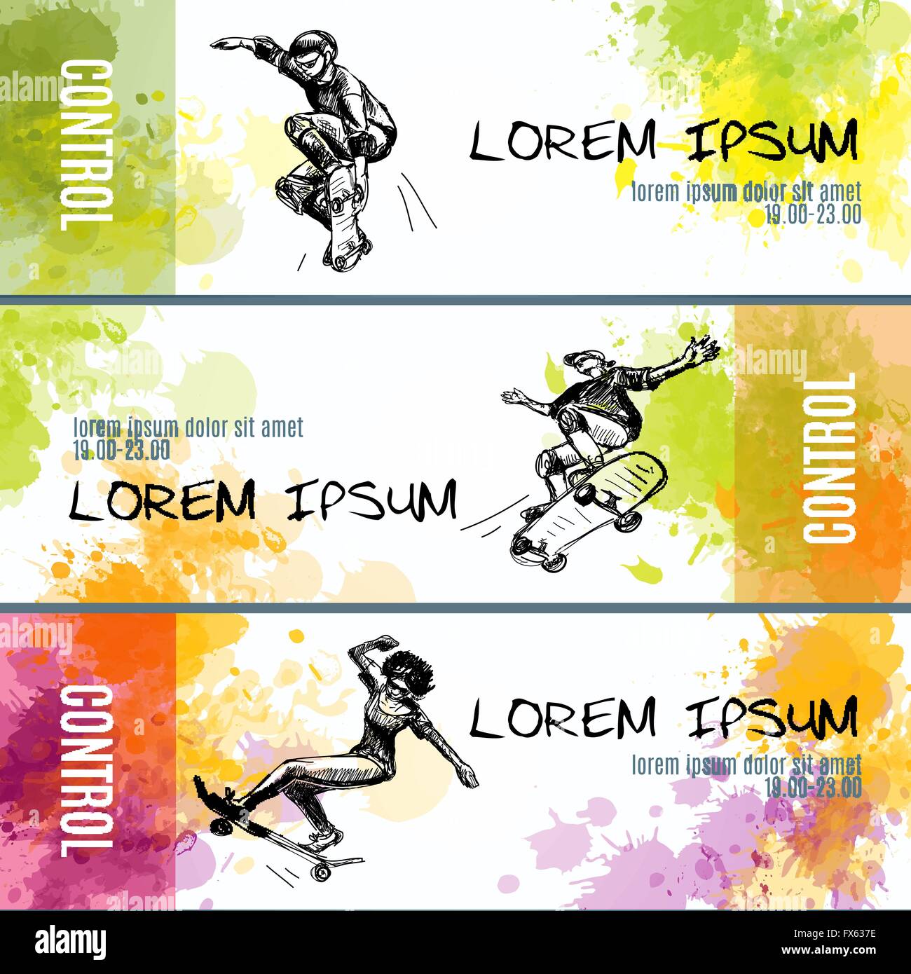 Skateboarding hand drawn banners Stock Vector Image & Art - Alamy
