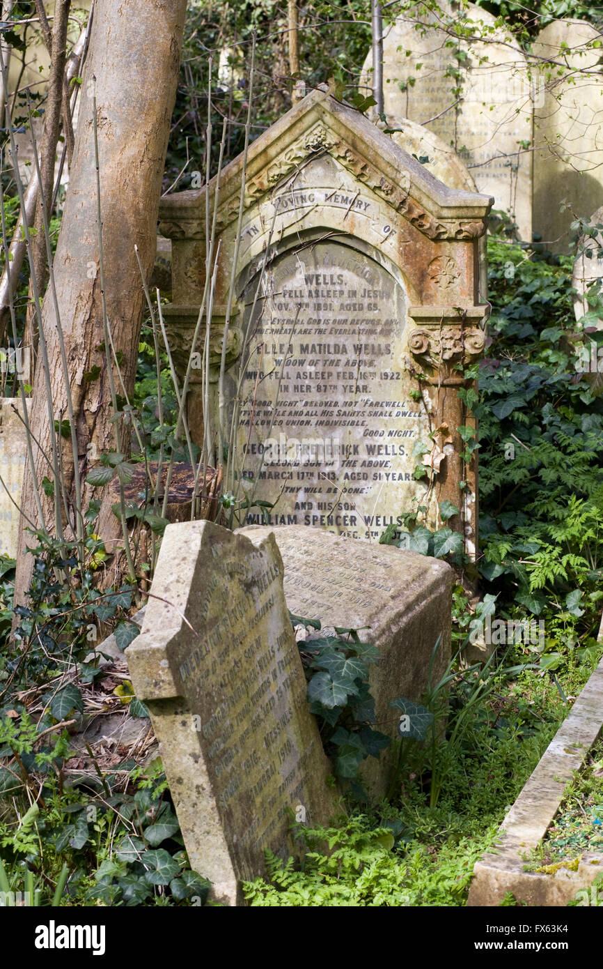 Damaged and fallen old graves and headstones in an Ancient Burial ...