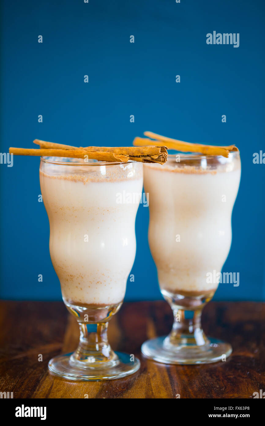 Mexican restaurant bar serving a traditional cinnamon horchata with ...