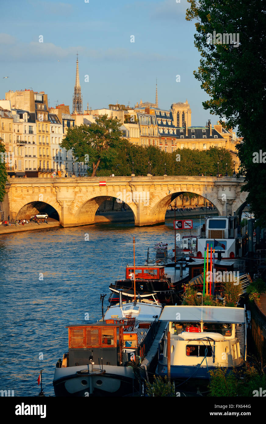 River Seine and historical architecture in Paris, France Stock Photo ...