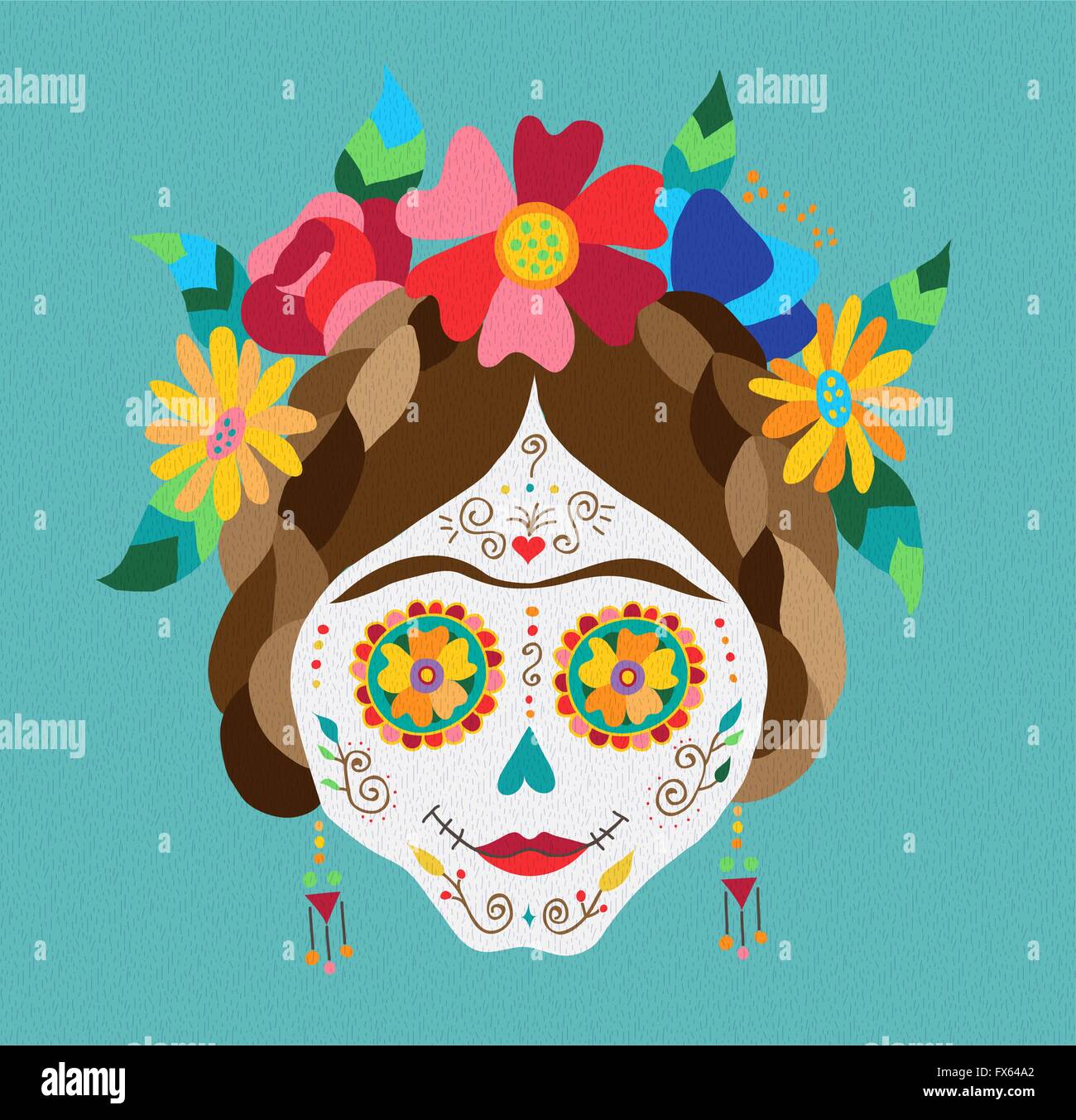 Traditional mexican catrina skull with paint decoration and colorful ...
