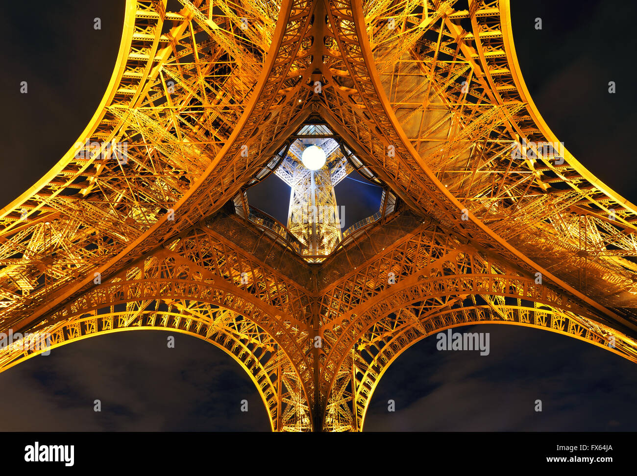 PARIS, FRANCE - MAY 13: Eiffel Tower night closeup view on May 13, 2015 ...