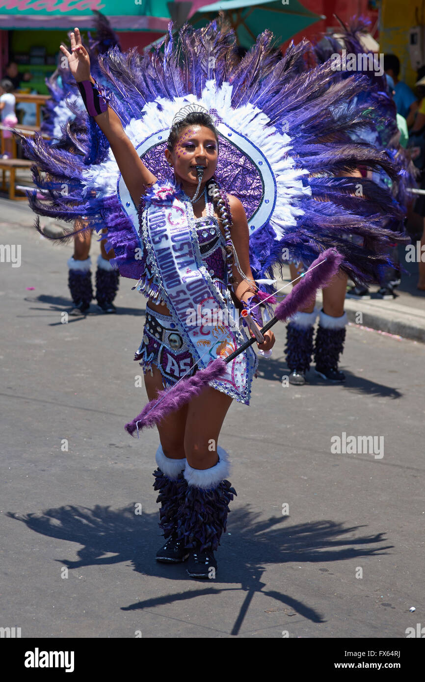 Tobas dancer performing at the annual Carnaval Andino con la Fuerza del ...