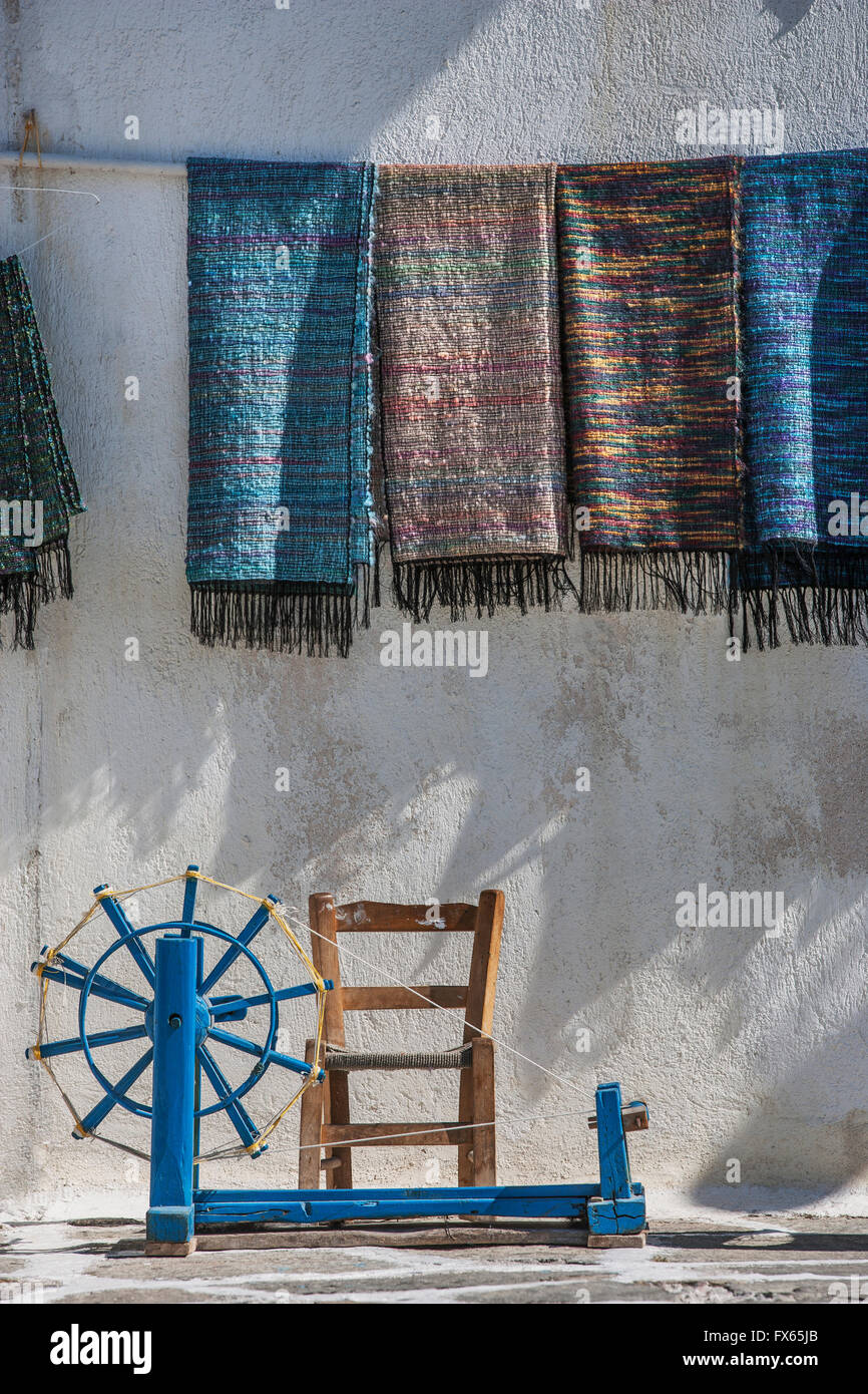 Weaving loom and traditional fabric Stock Photo - Alamy