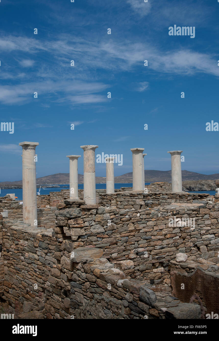 Pillars and ruin walls, Delos, Cyclades, Greece Stock Photo - Alamy