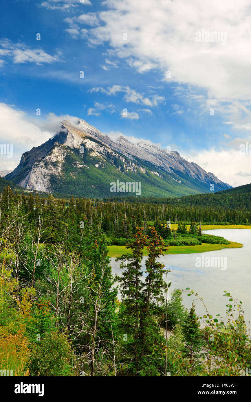 Landscape of Banff National Park in Canada with snow capped mountain ...