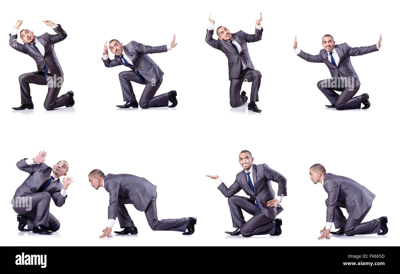 Businessman in various poses isolated on white Stock Photo - Alamy
