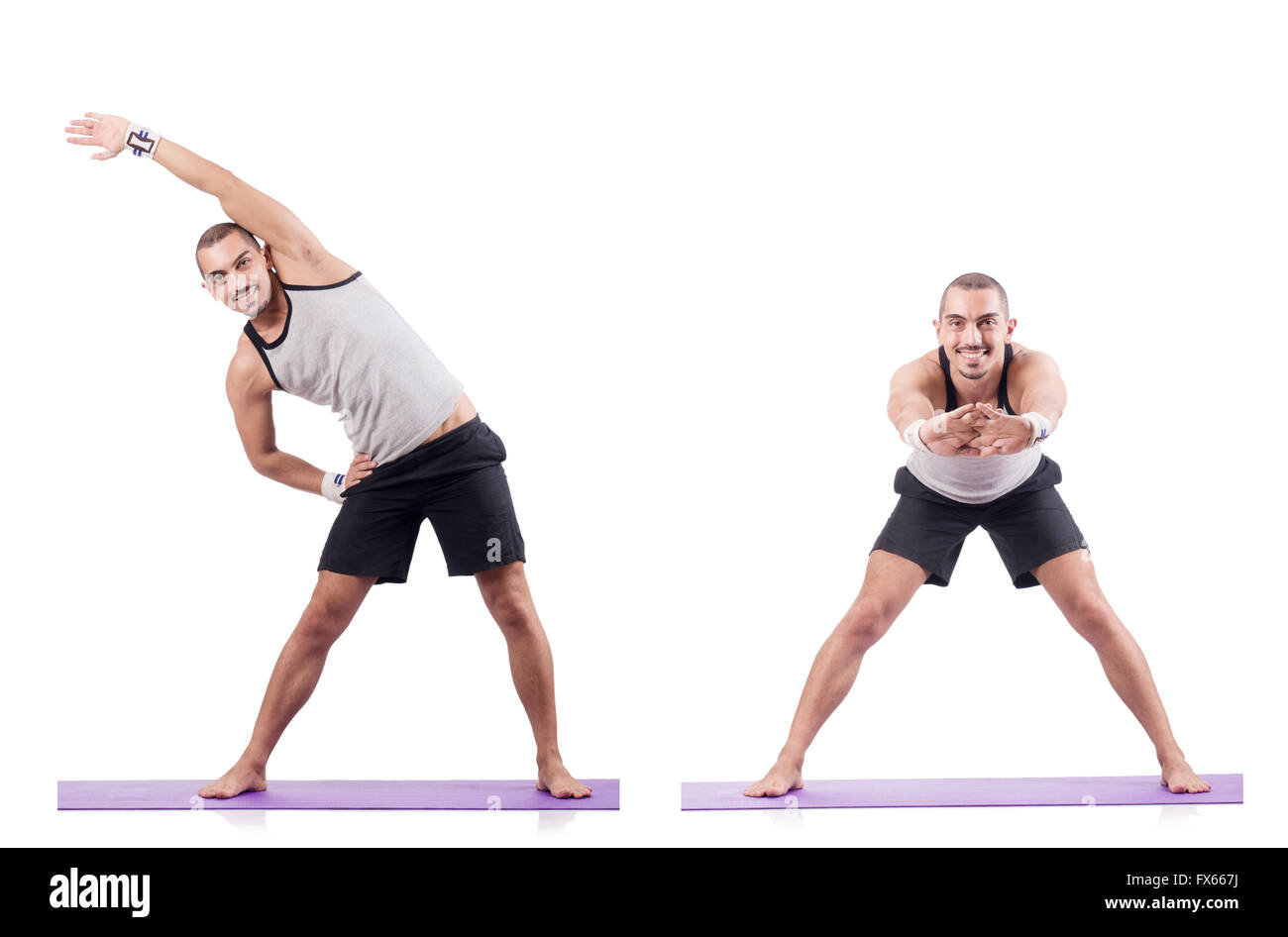 Man doing exercises on white Stock Photo - Alamy