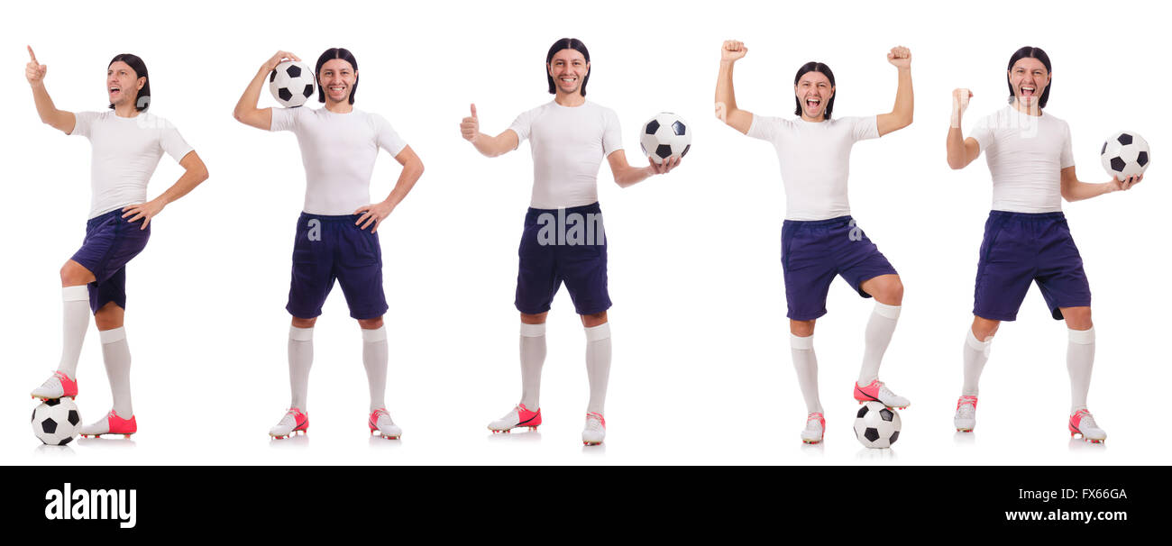 Young male football player isolated on white Stock Photo - Alamy