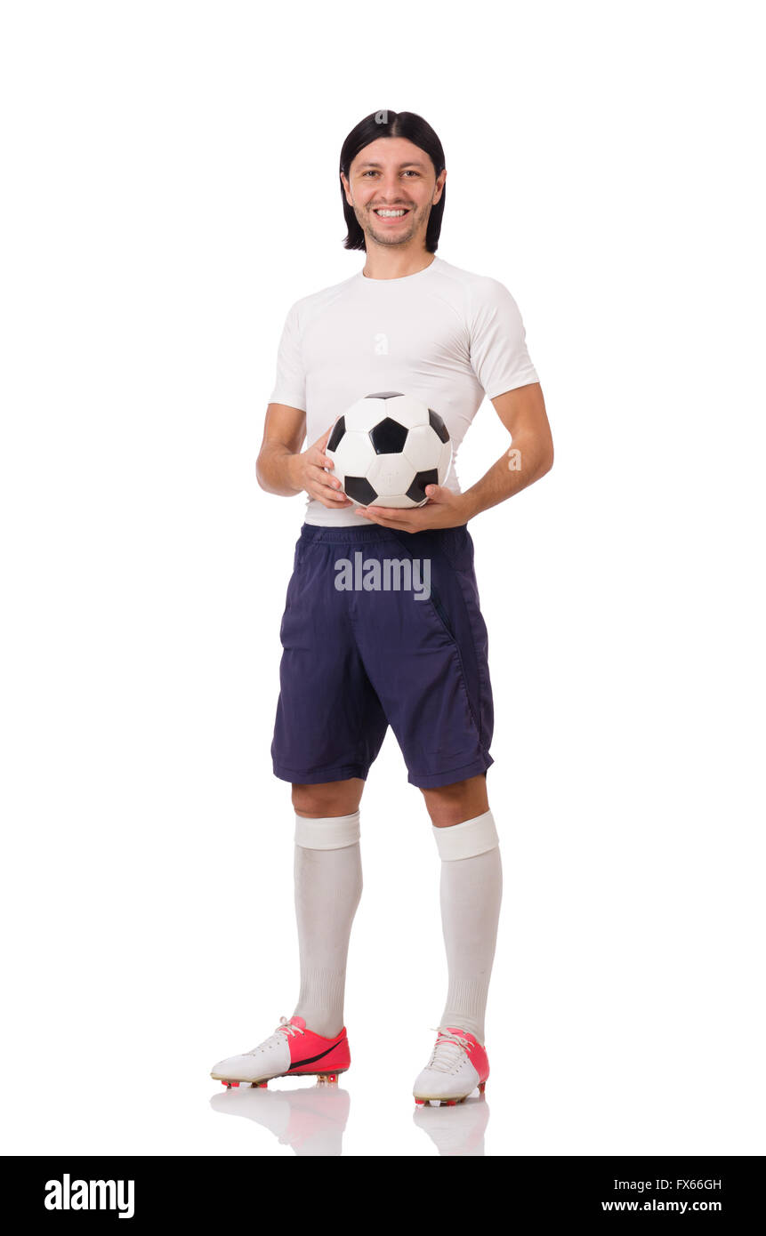 Young footballer isolated on the white Stock Photo - Alamy