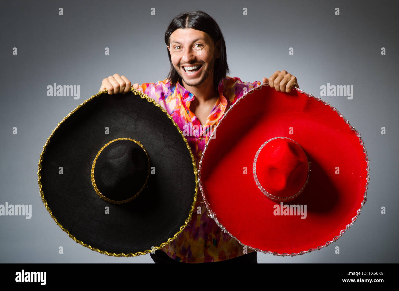 Young mexican man wearing sombrero Stock Photo - Alamy