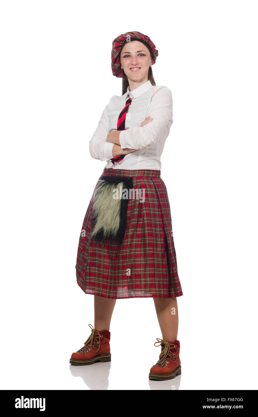 Scottish woman isolated on the white background Stock Photo - Alamy