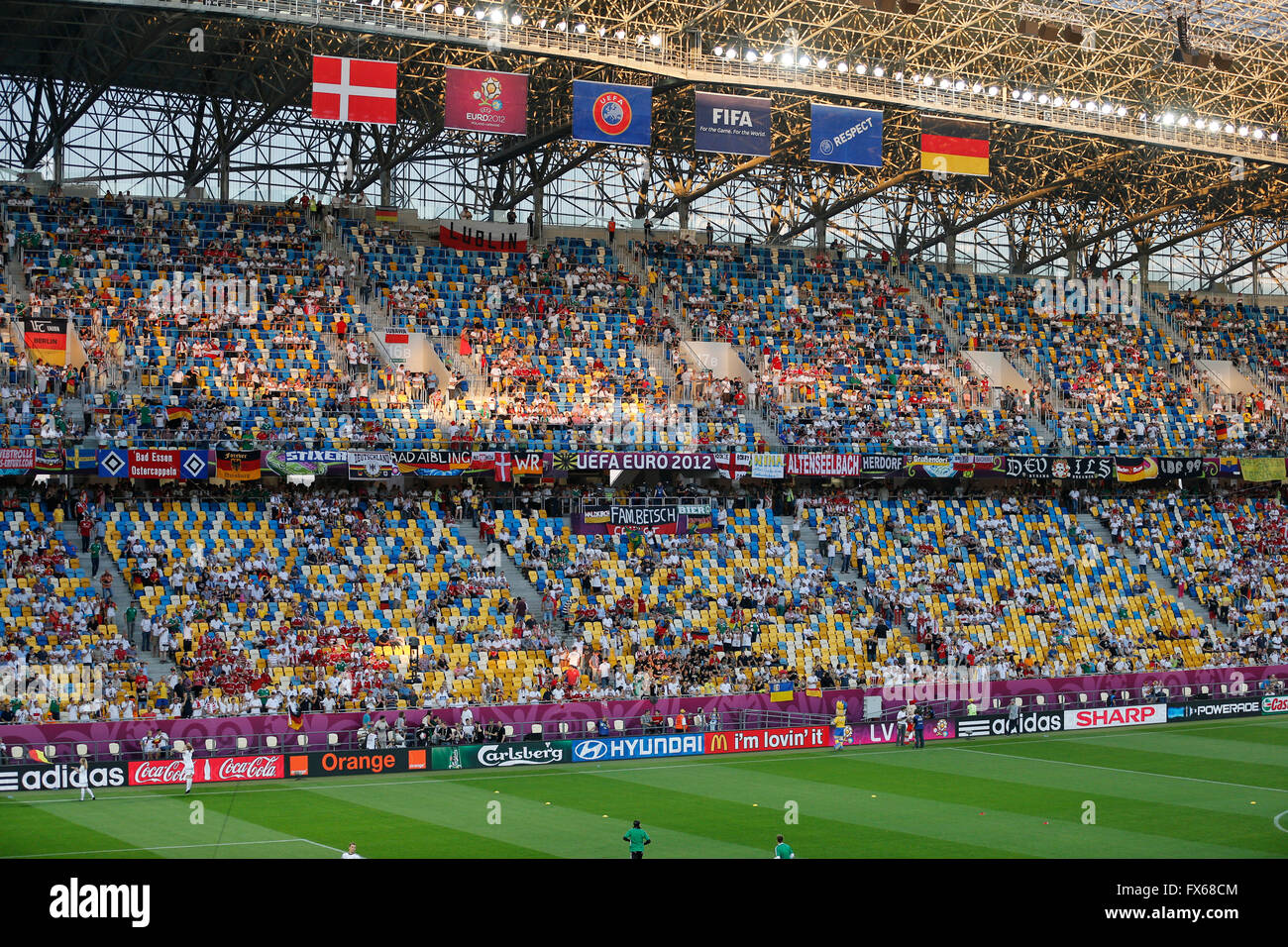 Tribunes of Arena Lviv stadium during UEFA EURO 2012 game between ...