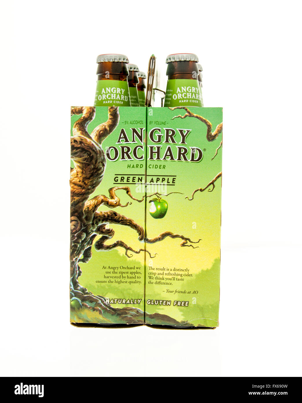 Winneconne, WI - 15 March 2016: A six pack of Angry Orchard hard cider ...