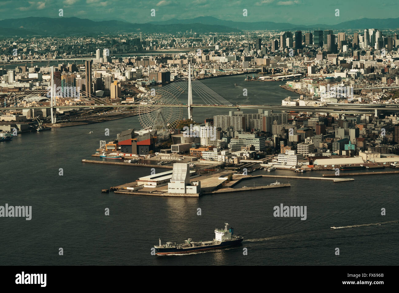 Osaka urban city rooftop view. Japan Stock Photo - Alamy