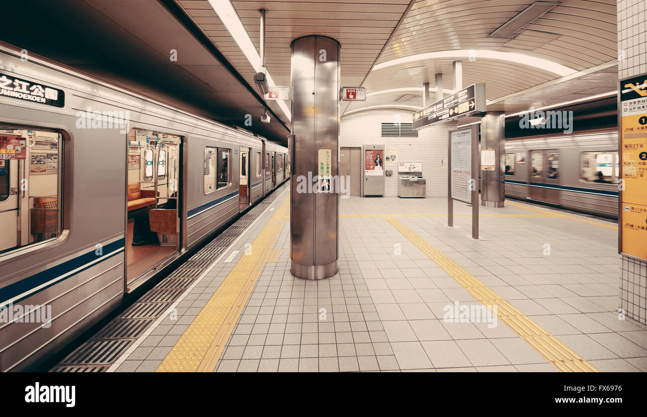 OSAKA, JAPAN - MAY 11: Subway station interior on May 11, 2013 in Osaka ...