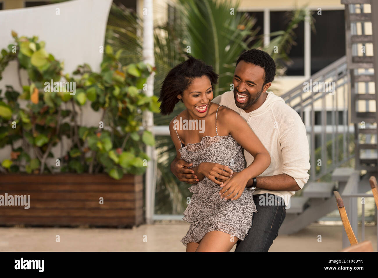 Couple dancing outdoors Stock Photo - Alamy