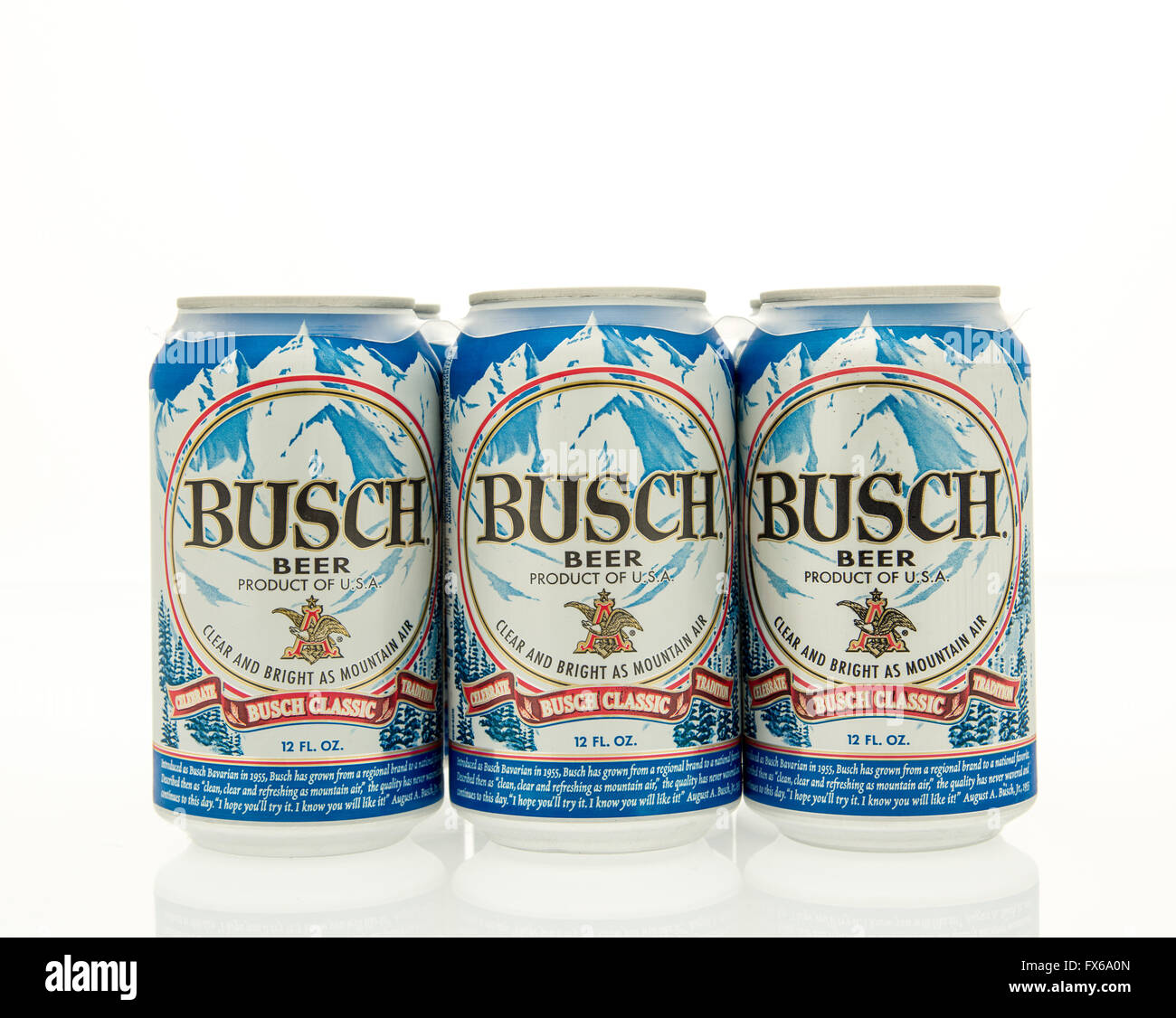 Winneconne, WI - 15 March 2016: A six pack of Busch beer in cans Stock ...