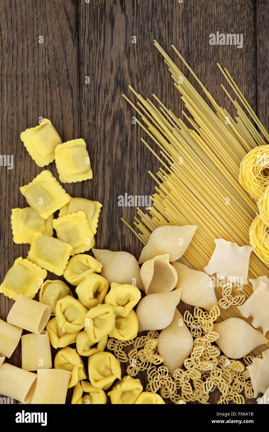 Spaghetti pasta food abstract background over old oak wood Stock Photo ...