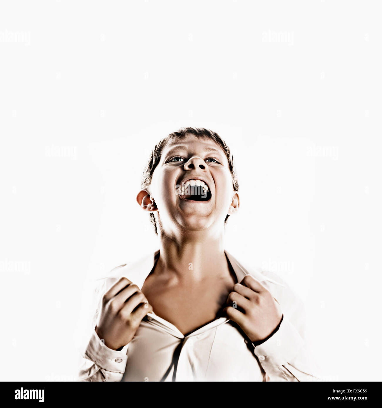 Hispanic boy shouting Stock Photo - Alamy