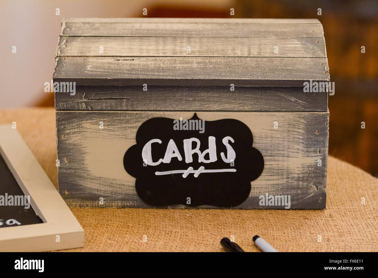 Gift table card box at a wedding ceremony and reception says cards in a ...
