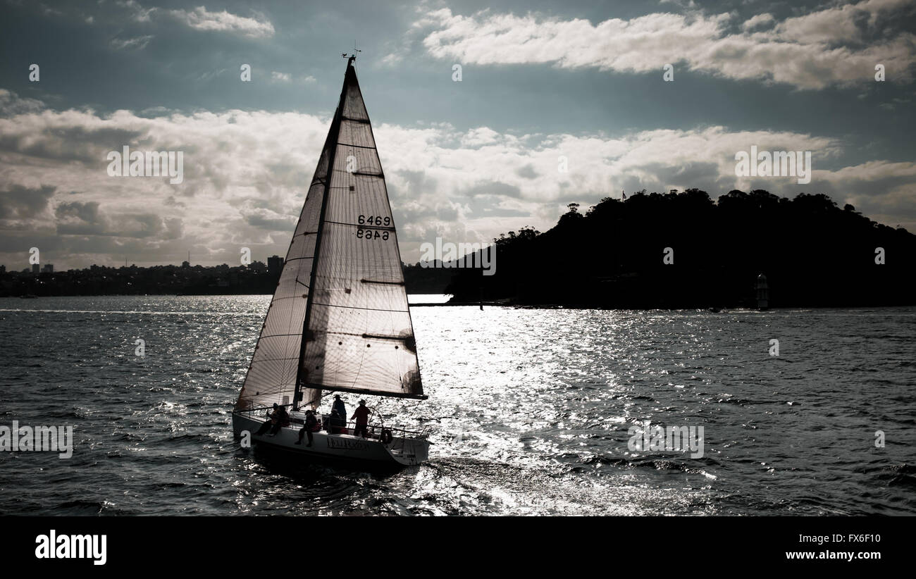 Sailing off the coast of Sydney, en route to Manly beach by ferry ...