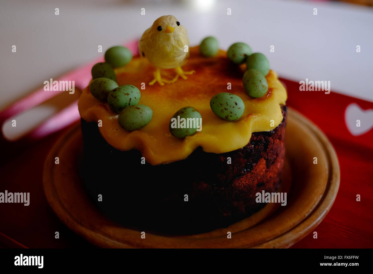 A homemade Simnal cake at Easter Stock Photo - Alamy