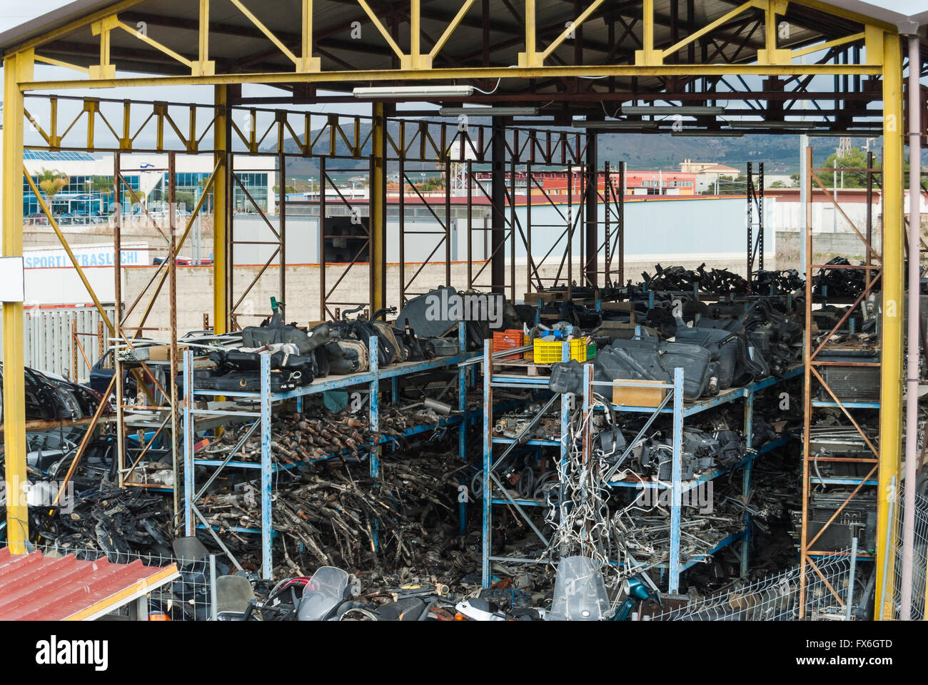 Expanse of cars in demolition. Ready for recycling or destruction Stock ...