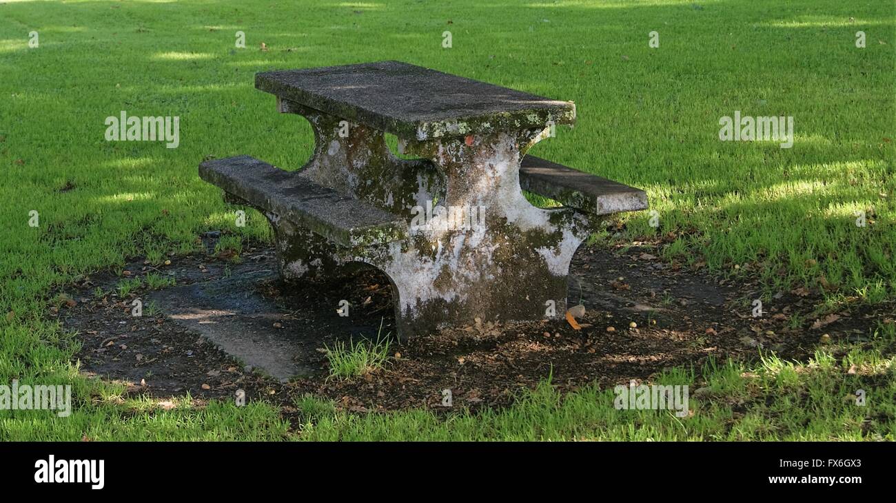 Concrete park picnic table Stock Photo - Alamy
