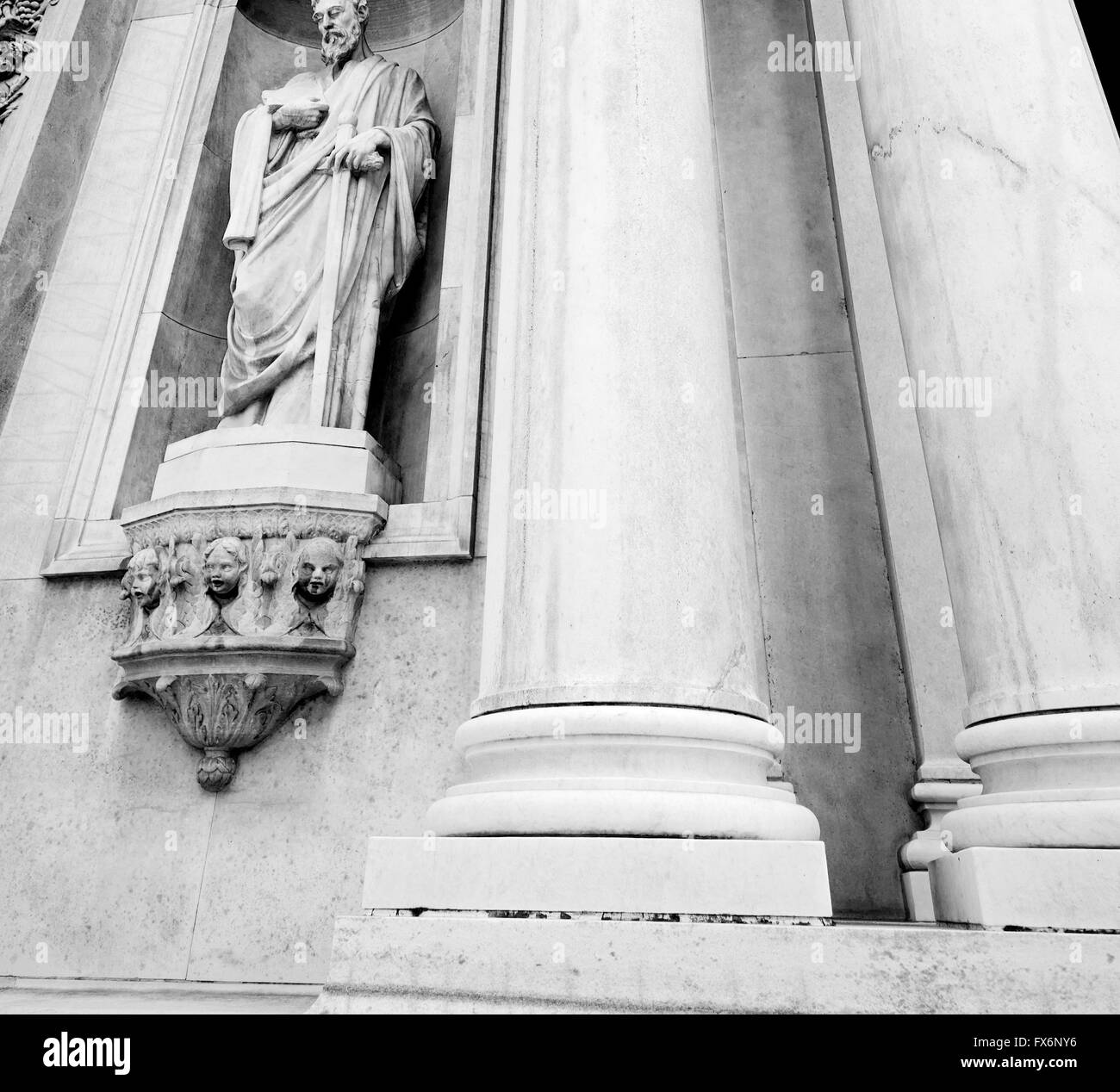 marble in old historical construction italy europe milan and statue ...